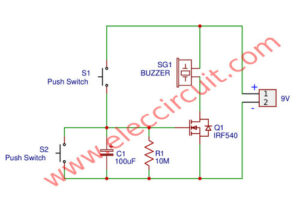Simple time Delay Circuit using MOSFET | ElecCircuit.com