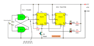 The experimentation of 2 bit binary counter using CD4027 SN7473 ...