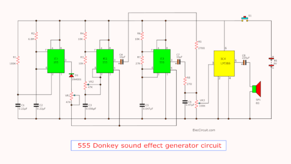 5 Sound effect generator circuit with PCB | ElecCircuit.com