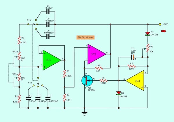 Wien Bridge Oscillator circuits using Op-amp and FET | ElecCircuit.com