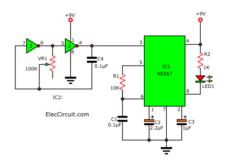 How to Use NE567 – Frequency Detector Circuit Example