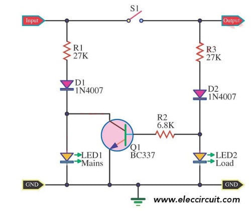 4 Mains Voltage Indicator Circuits with LEDs | ElecCircuit.com 4 Mains Voltage Indicator Circuits with LEDs | ElecCircuit.com