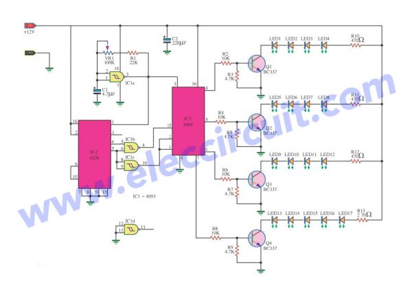 LED Light Sequencer Circuits | ElecCircuit.com LED Light Sequencer Circuits | ElecCircuit.com