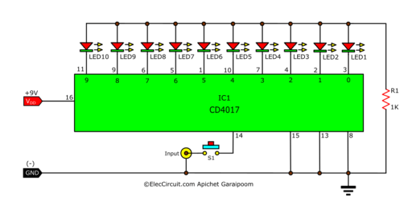 CD4017 Datasheet, Pinout & How It Works (with Example Circuits)