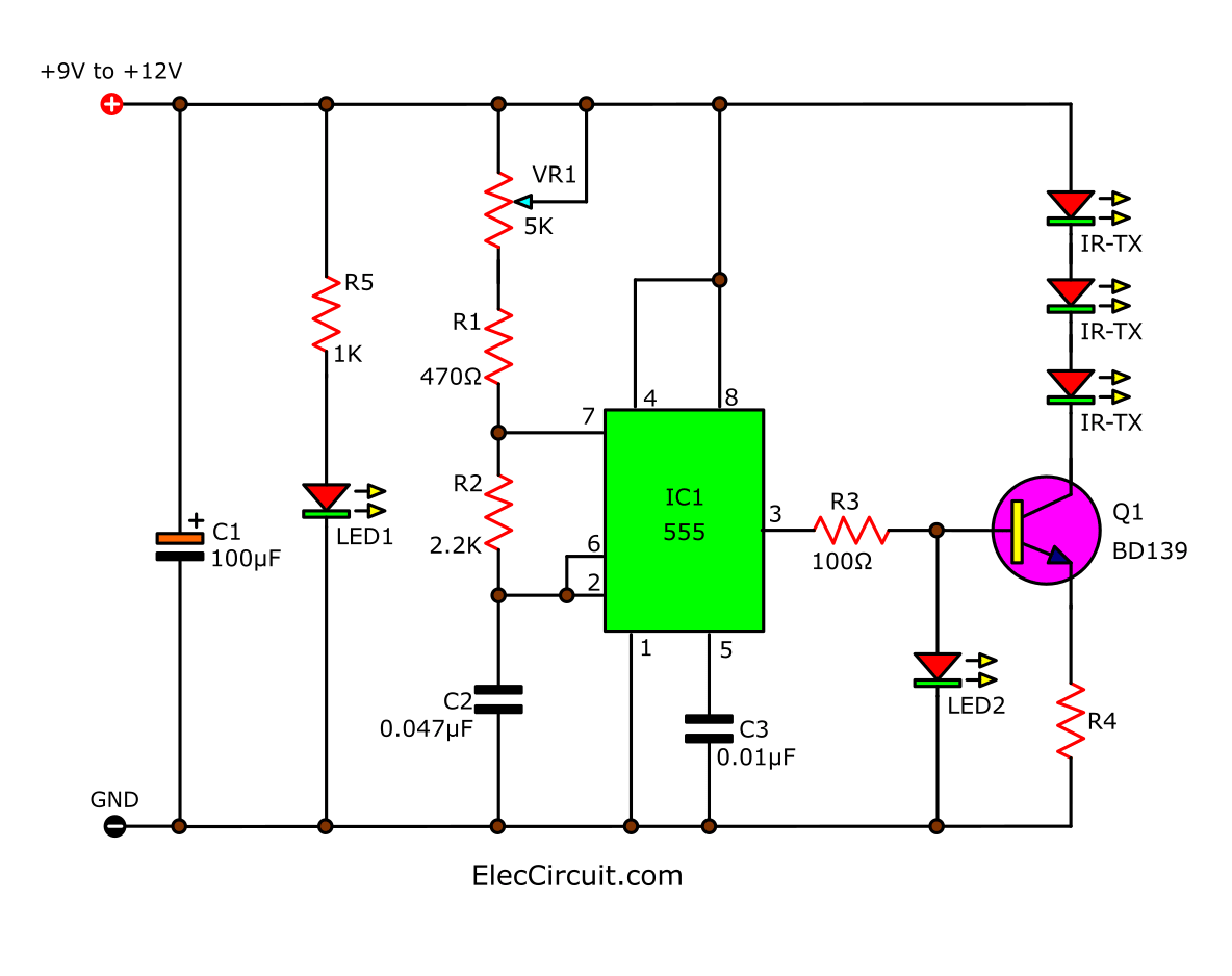 Infrared Remote control transmitters Circuits | ElecCircuit.com