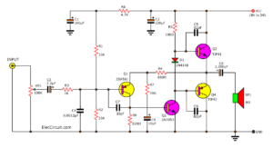 4 Simple transistor amplifier circuit | Eleccircuit.com