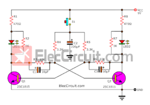 Simple Coin Toss Game circuits diagram | ElecCircuit.com