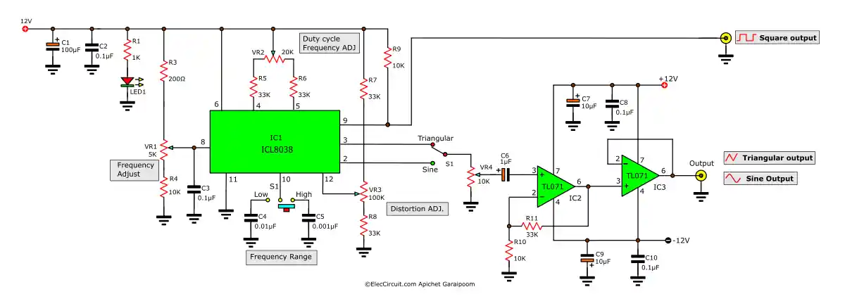 Tested ICL8038 Function Generator Circuits – From Basics to Practical ...