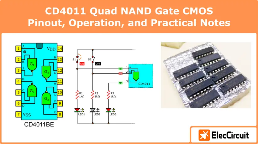 CD4011 Quad NAND Gate CMOS – Pinouts and Operations